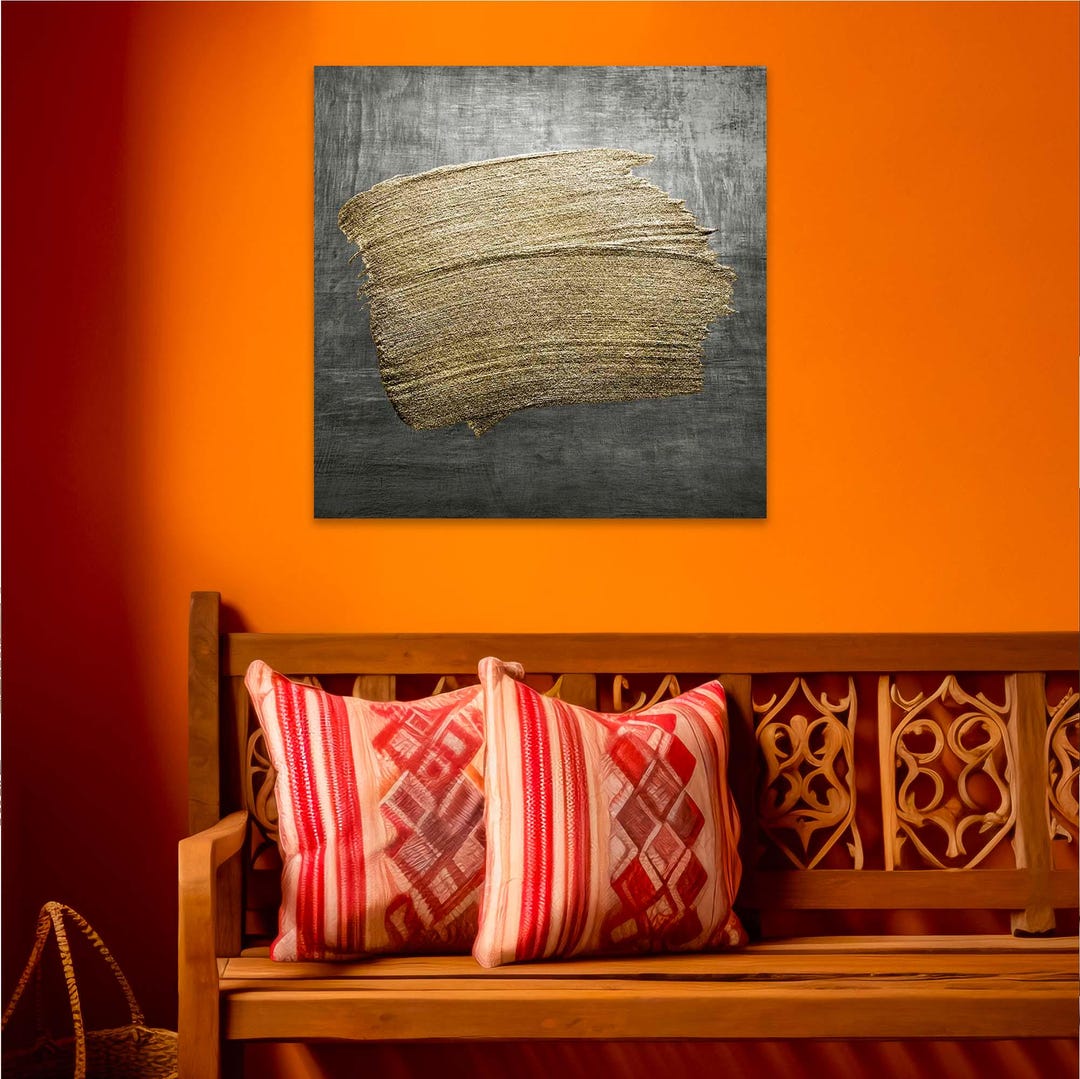 Simple Abstract Painting Modern Black Minimalist Art Black Gold ...