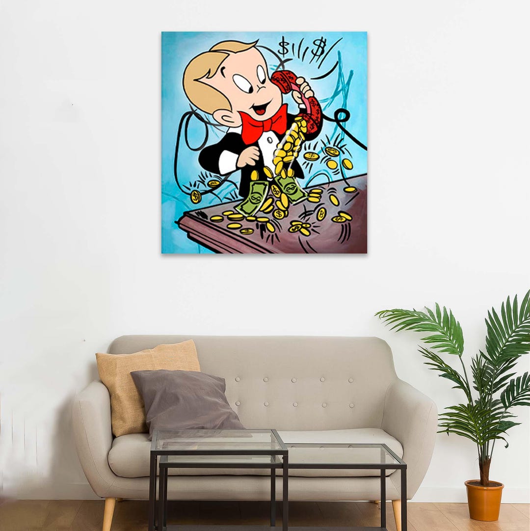 Rich Cartoon Poster, Rich Boy Canvas, Wall Art, Luxury Lifestyle Art ...