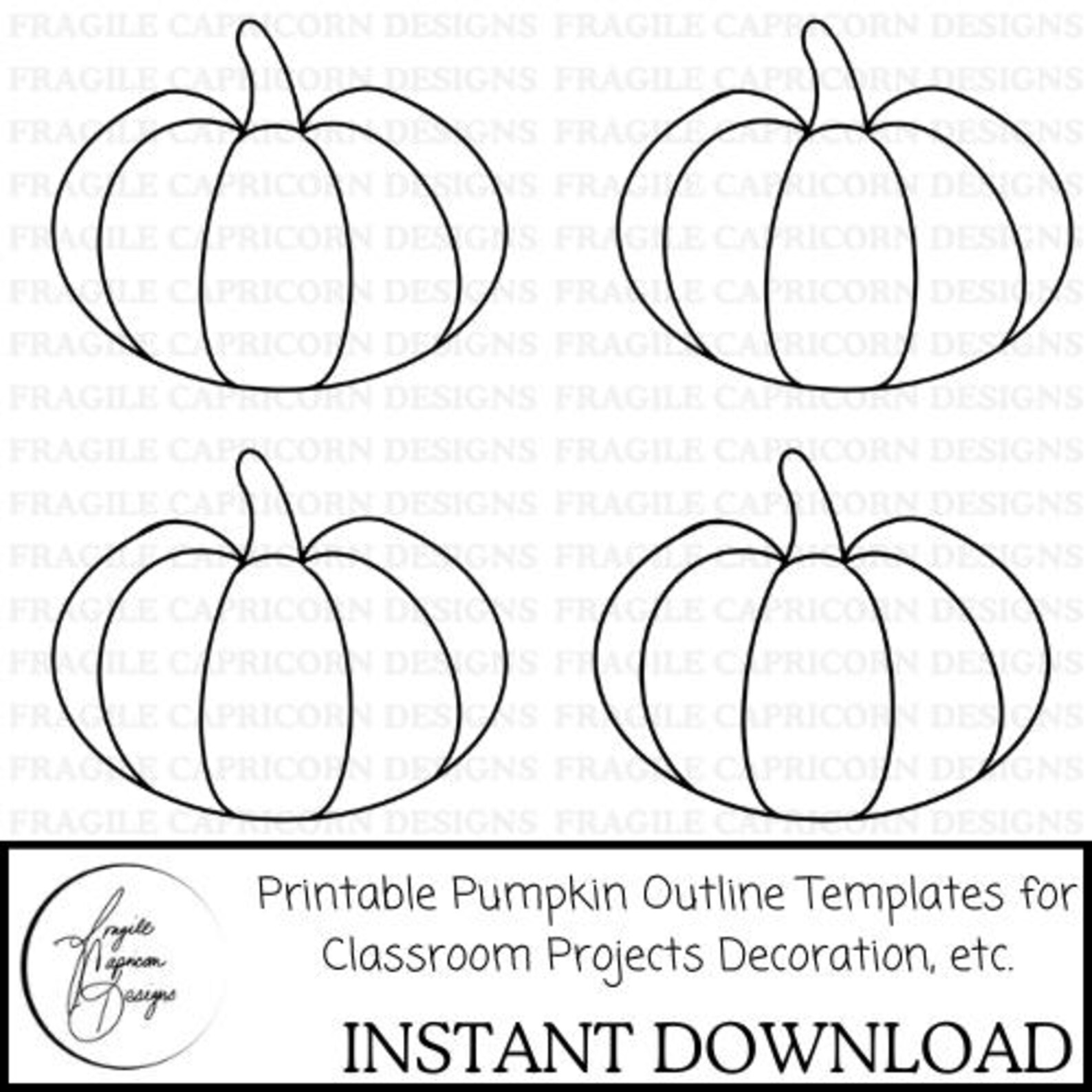 Printable Pumpkin Template Outline PDF for School Projects, Teachers ...