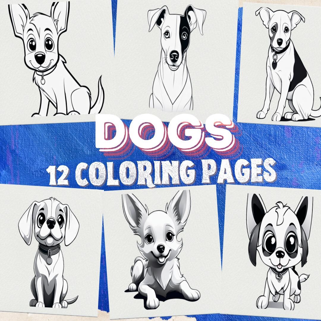 12 Dog Coloring Pages for Kids Adorable Printable Dog Coloring Book ...