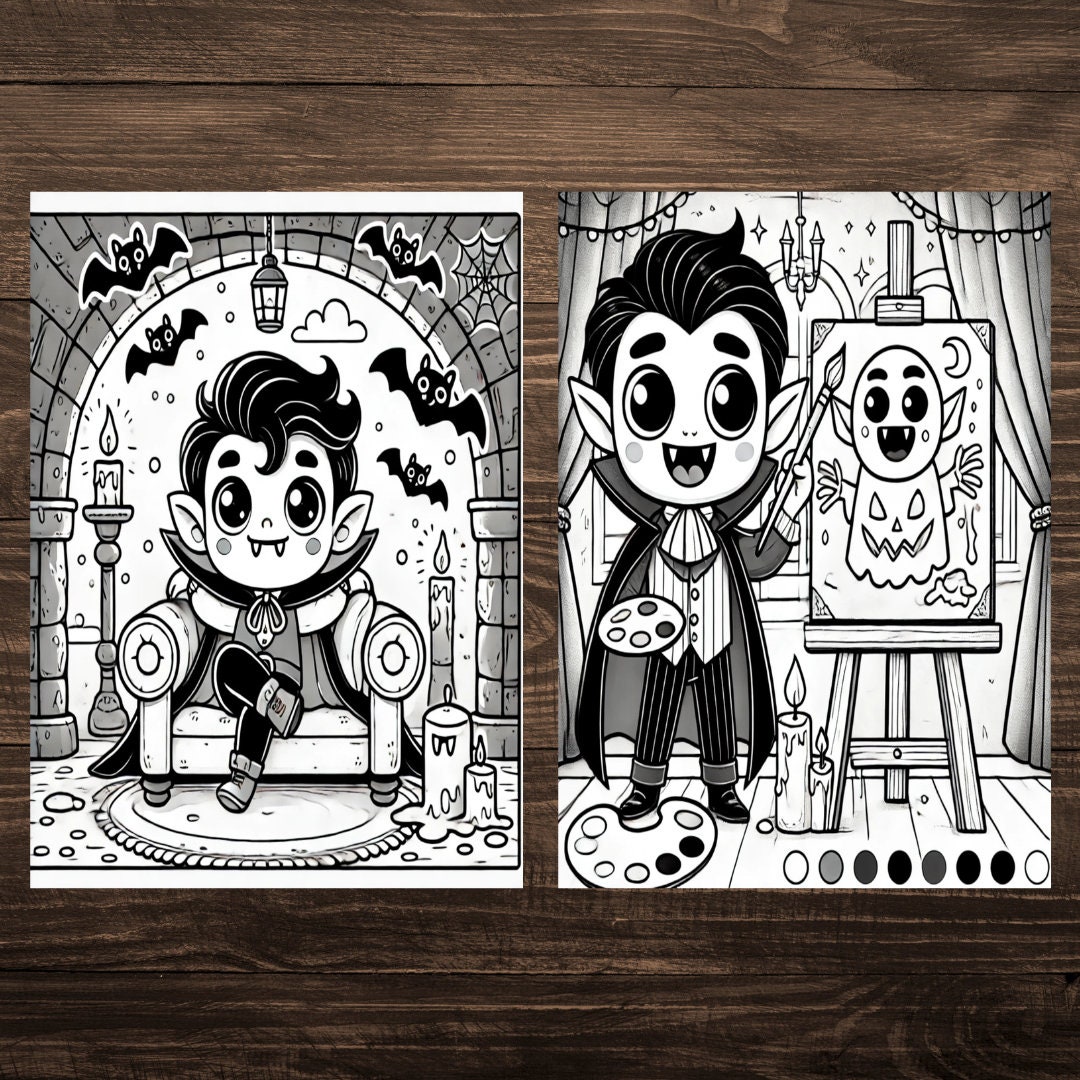 Vampire Victor Coloring Pages | Digital Download | Printable Halloween ...