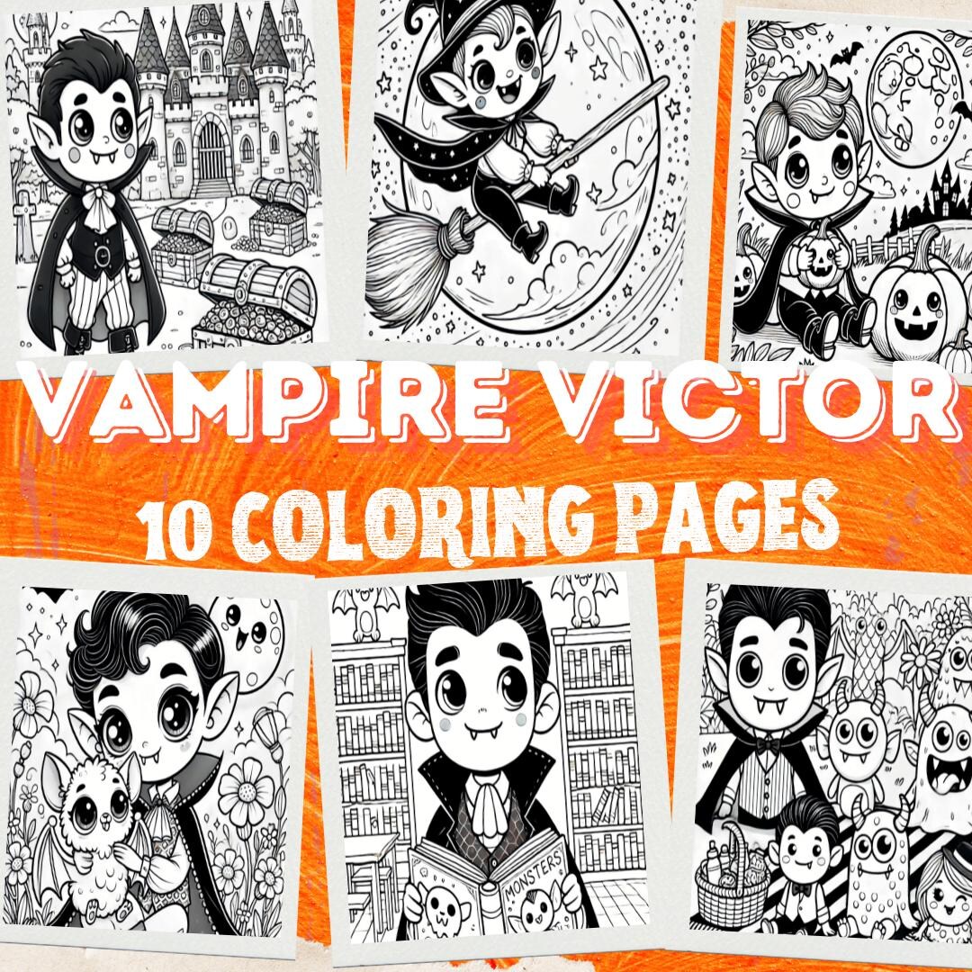 Vampire Victor Coloring Pages | Digital Download | Printable Halloween ...