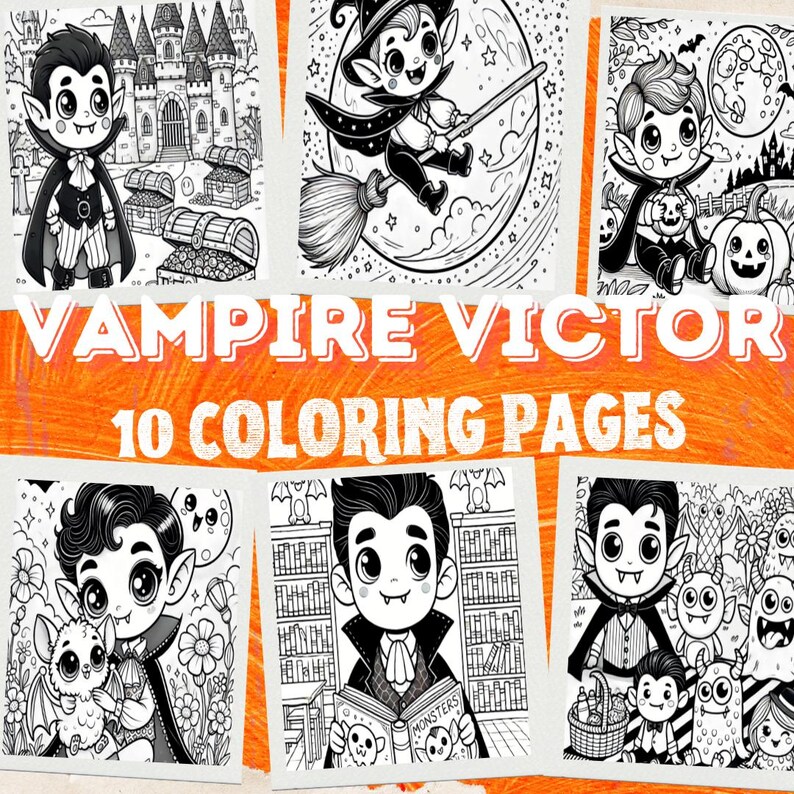 Vampire Victor Coloring Pages | Digital Download | Printable Halloween ...