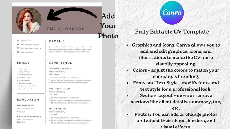 Editable CV Template | Professional Digital Resume | Customizable ...
