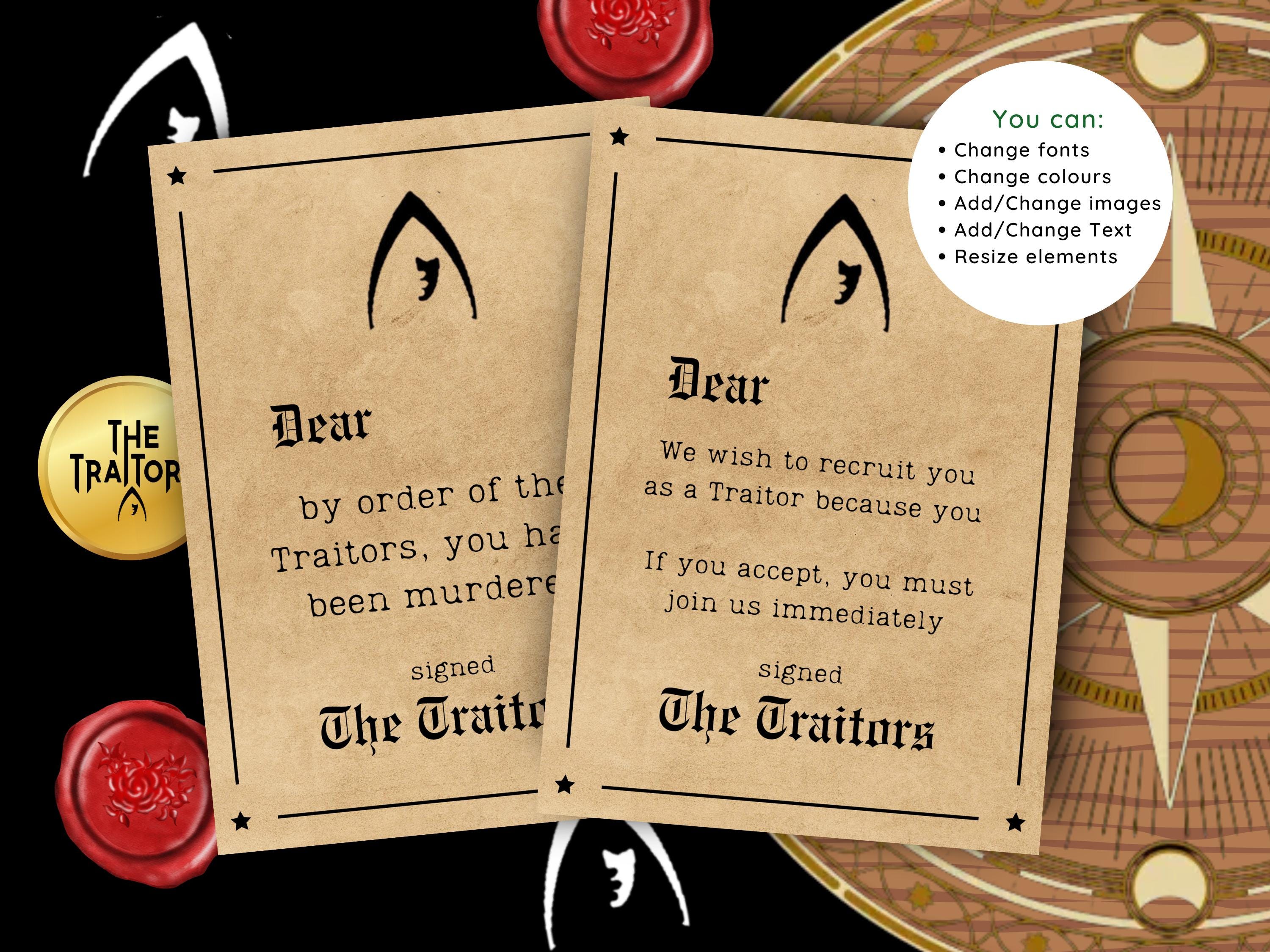 The Traitors Letter Template - Etsy