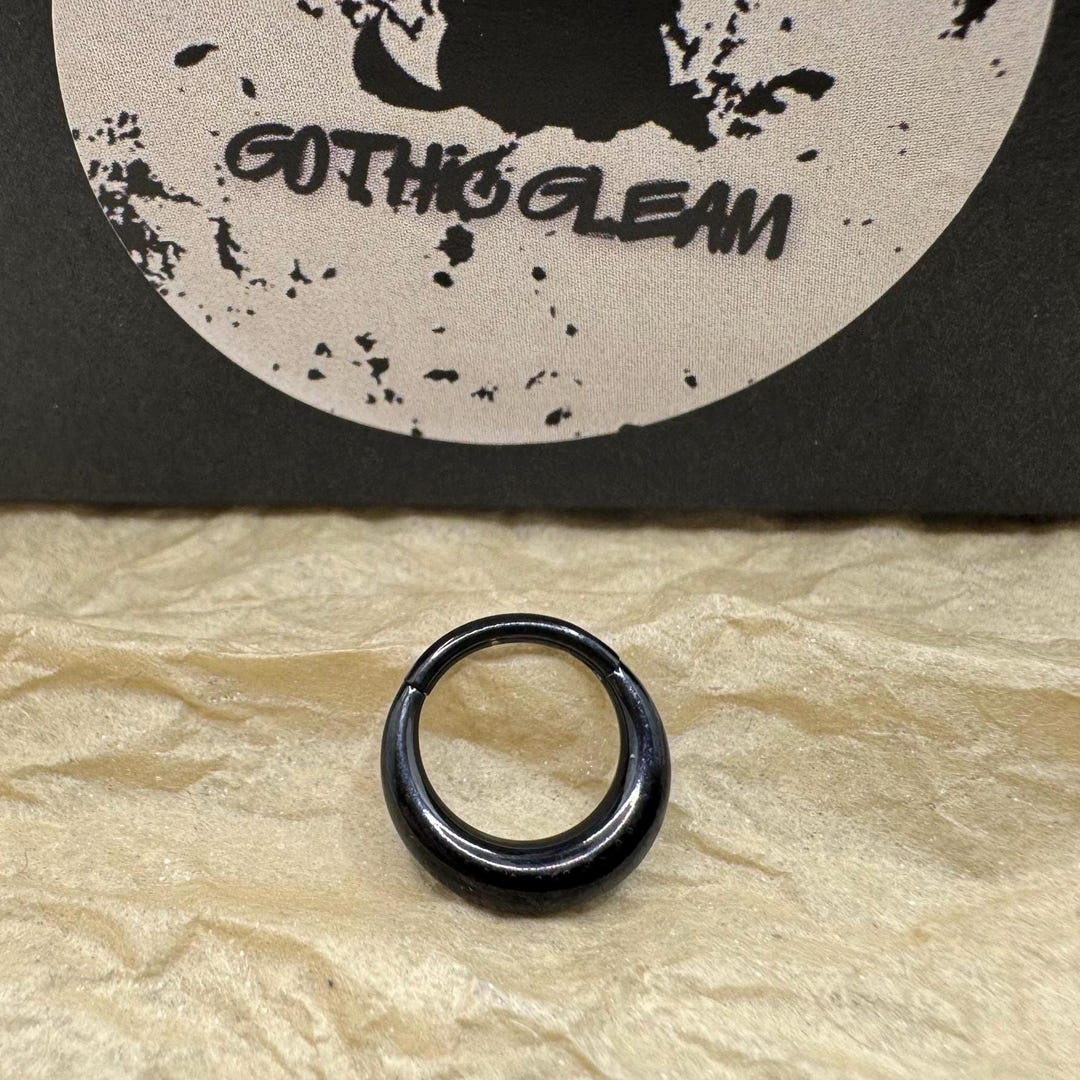 Black Septum Piercing Nose Ring Hoop Hinged Clasp E63 - Etsy
