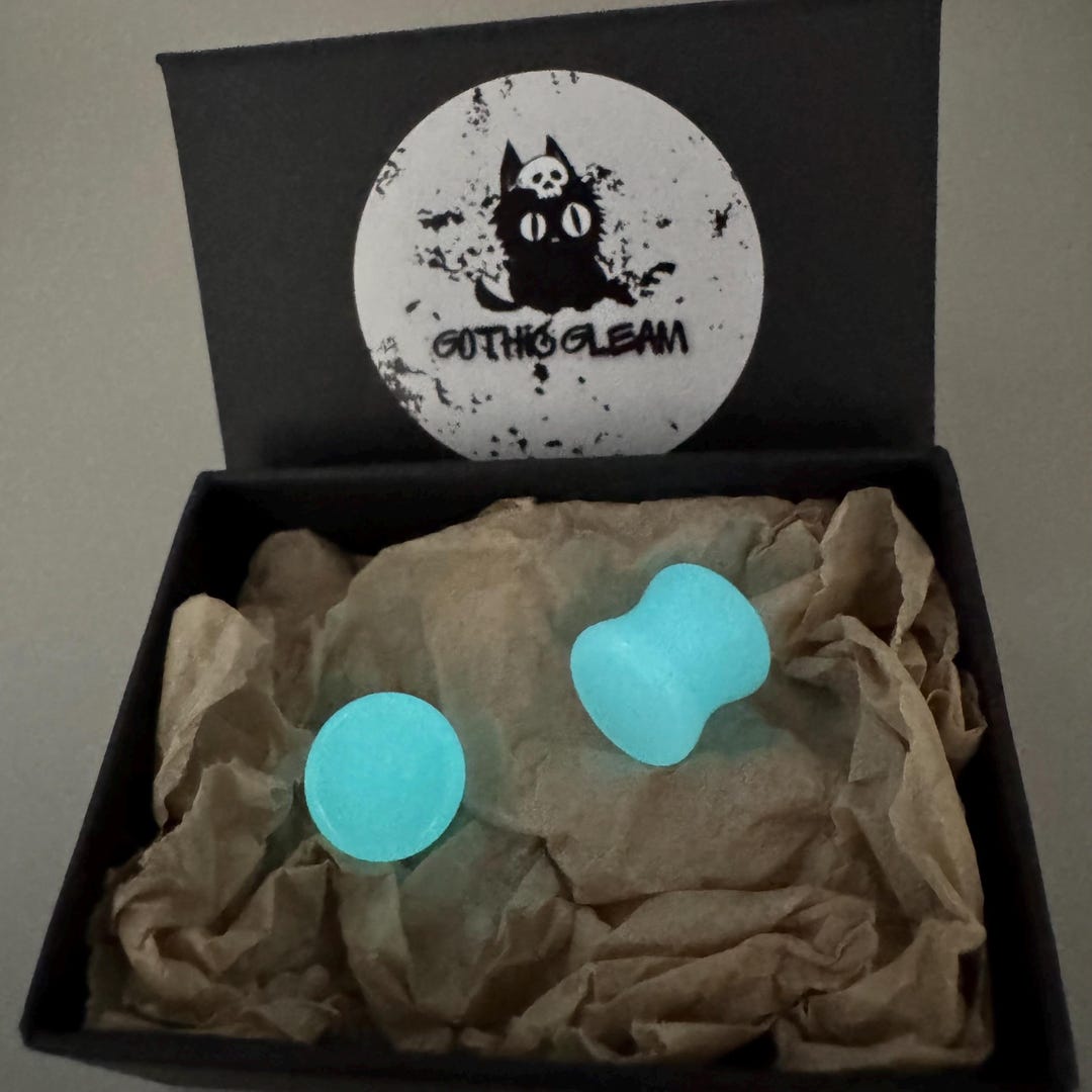 Glow in the Dark Stone White Tunnels 10mm Pair E56 - Etsy