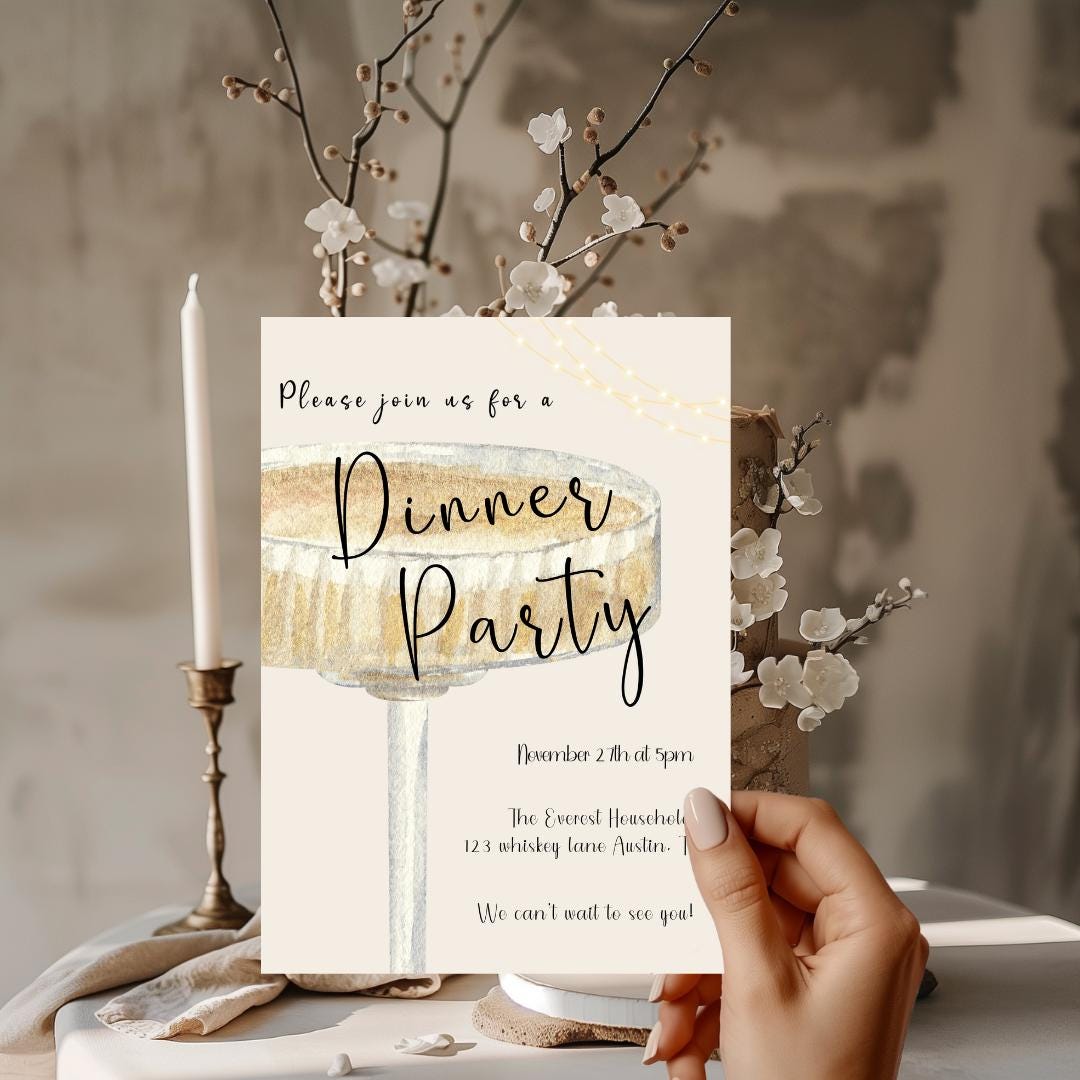 Dinner Party Invite, Editable Birthday Dinner Party Invite, Rehearsal ...