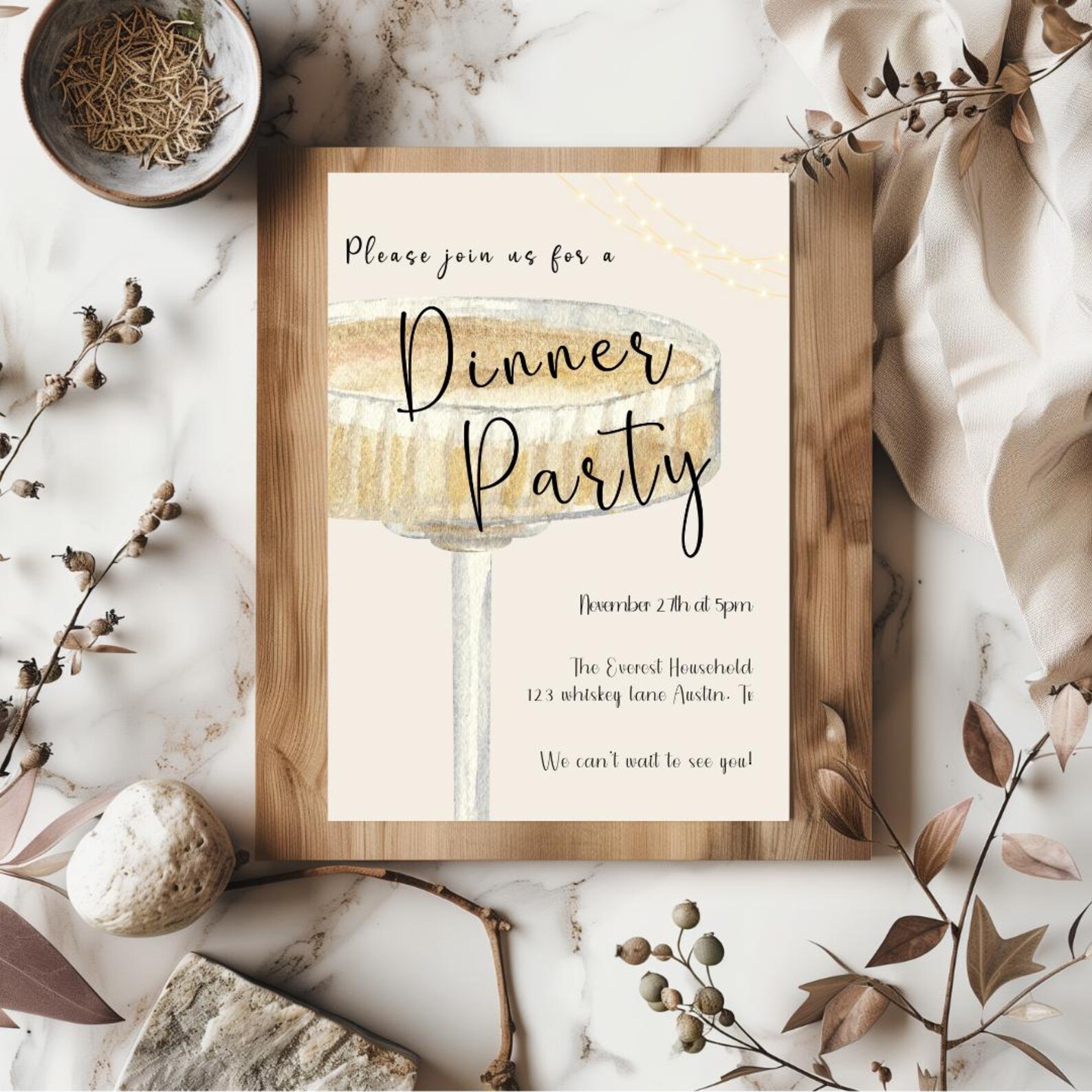 Dinner Party Invite, Editable Birthday Dinner Party Invite, Rehearsal ...