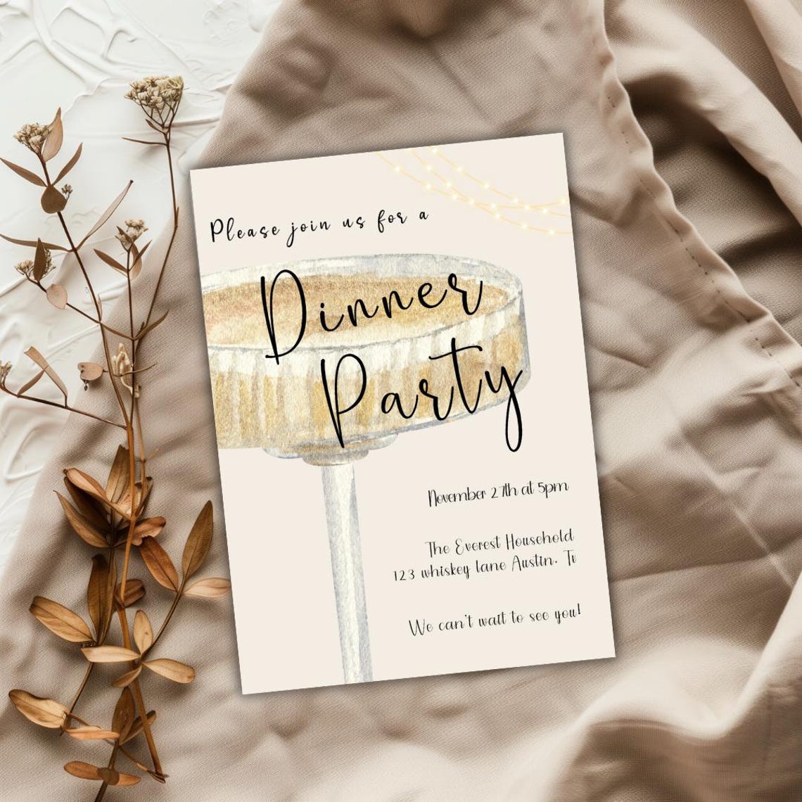 Dinner Party Invite, Editable Birthday Dinner Party Invite, Rehearsal ...