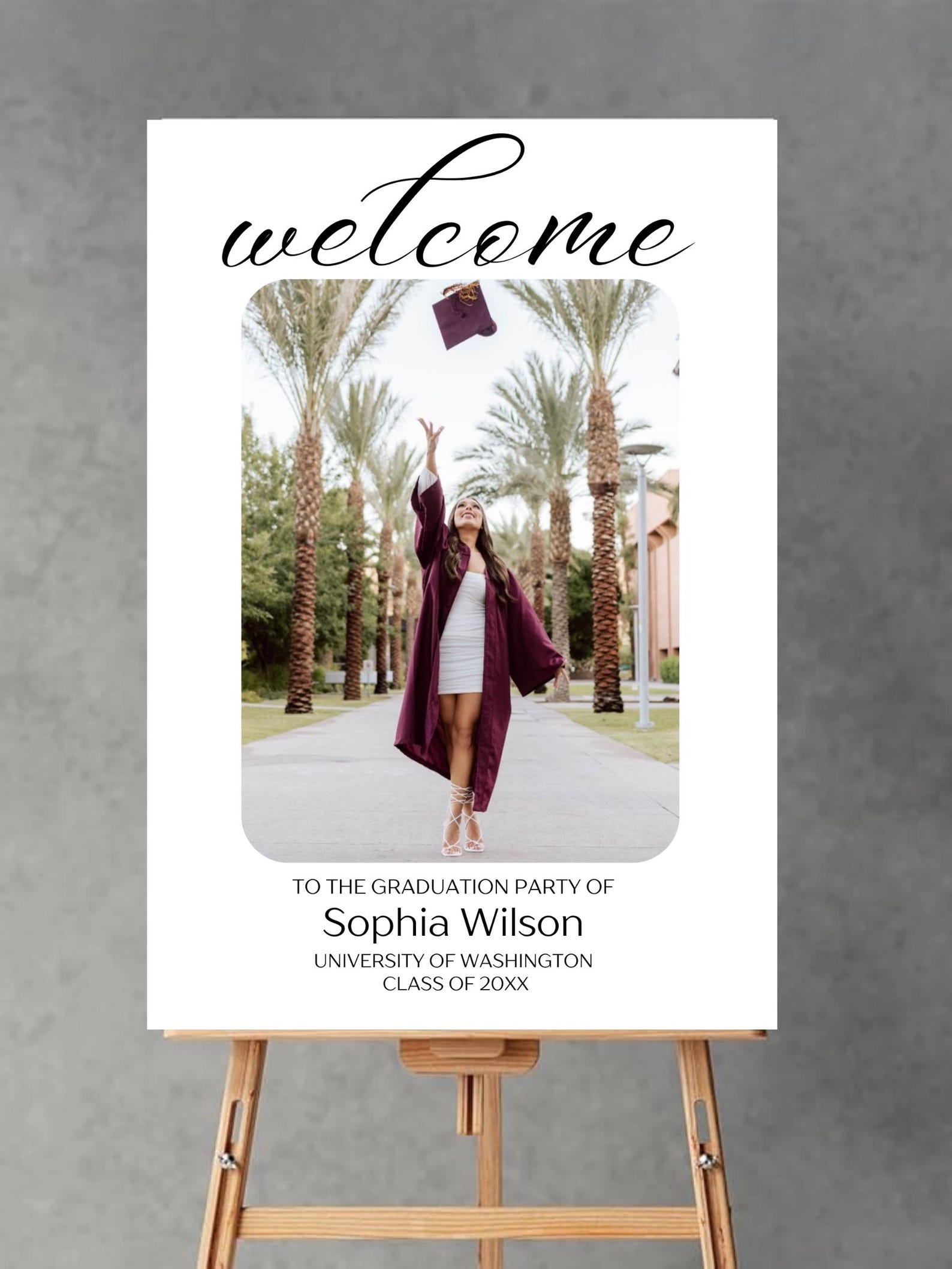 Graduation Party Welcome Sign Template, Minimal Grad Sign, Grad Party ...