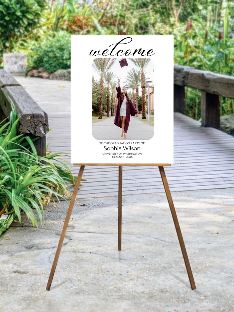 Graduation Party Welcome Sign Template, Minimal Grad Sign, Grad Party ...