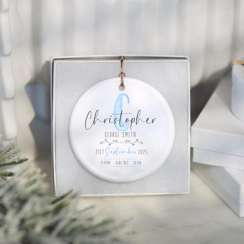 Baby Boy Birth Stats Ornament, New Born Baby Boy Birth Stats Christmas ...
