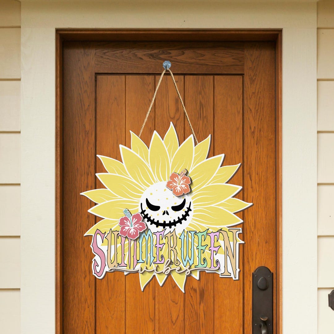 Summerween Wooden Sign, House Sign Spooky Sunflower Halloween ...