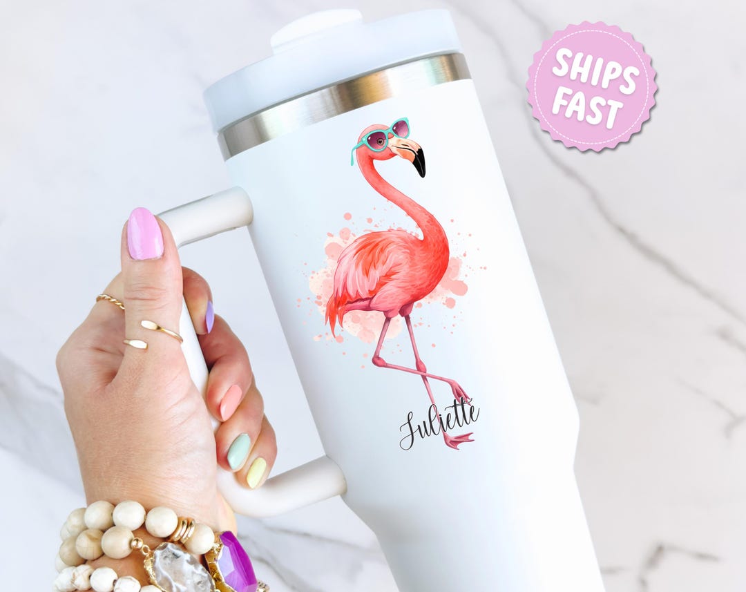 Personalizable Flamingo 40oz Tumbler Custom Flamingo Coffee Mug ...