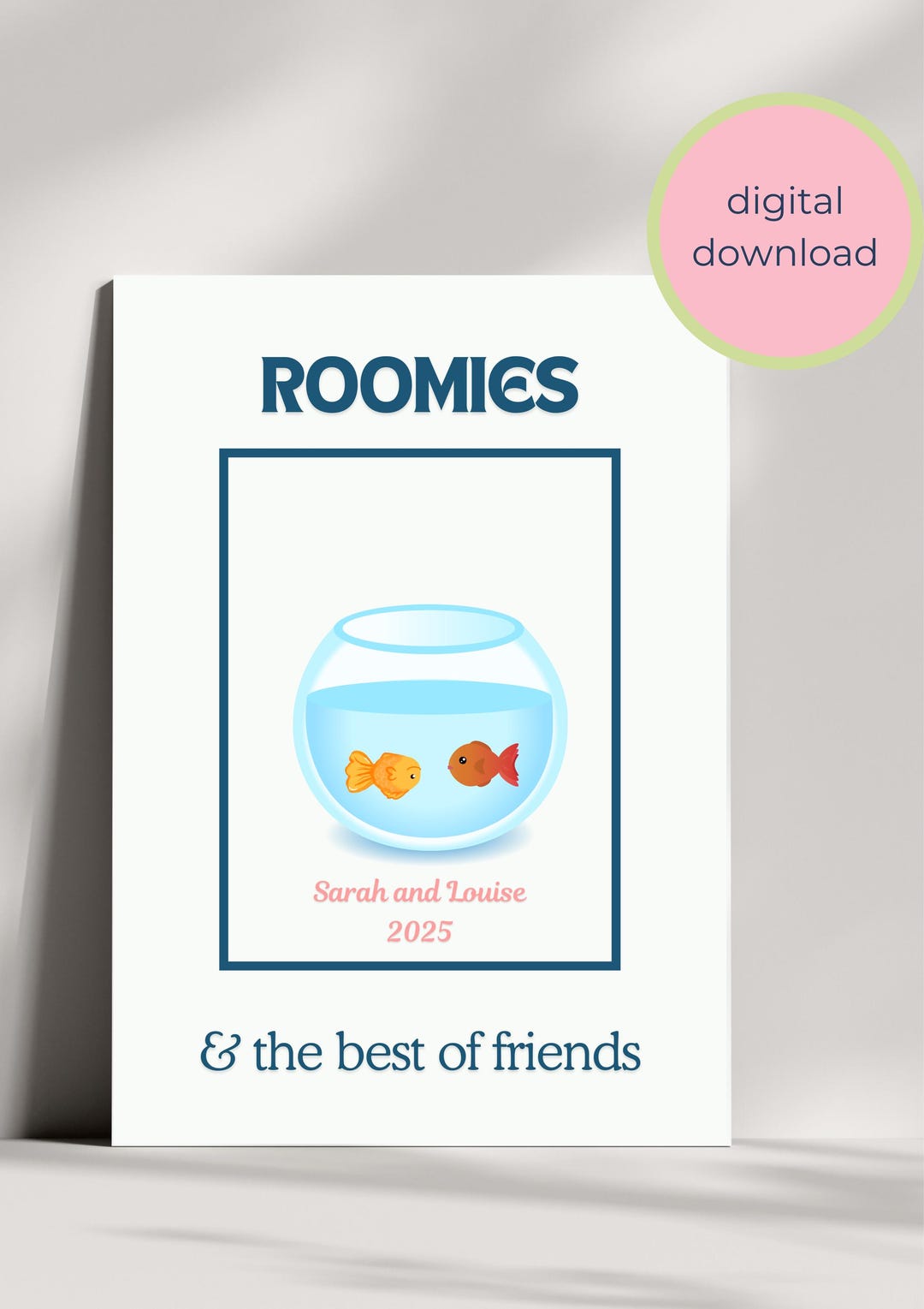 College Roommate Art, Goldfish Digital Print, Best Roommate Art, Best ...