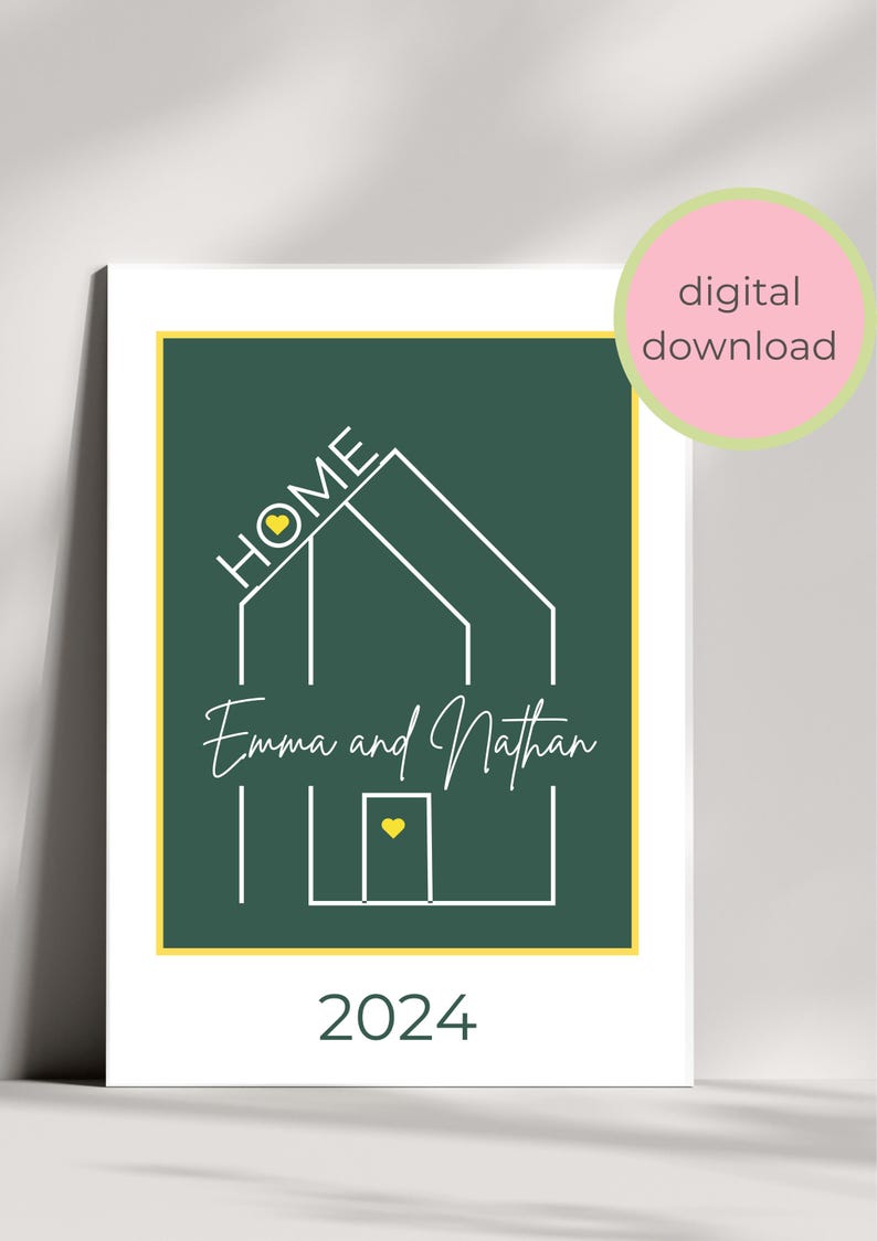 Green New Home Printable, 2025 Home Digital Art, New Homeowner Art, Our ...