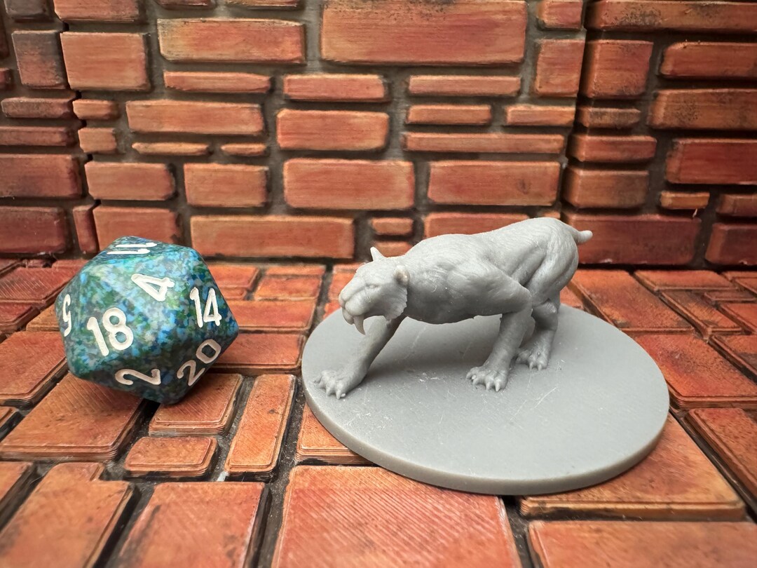 Saber-toothed Tiger Miniature, 28mm for Dnd, Pathfinder and Other ...