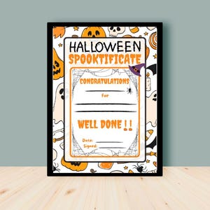 Printable Halloween Certificate With Landscape and Portrait Versions ...