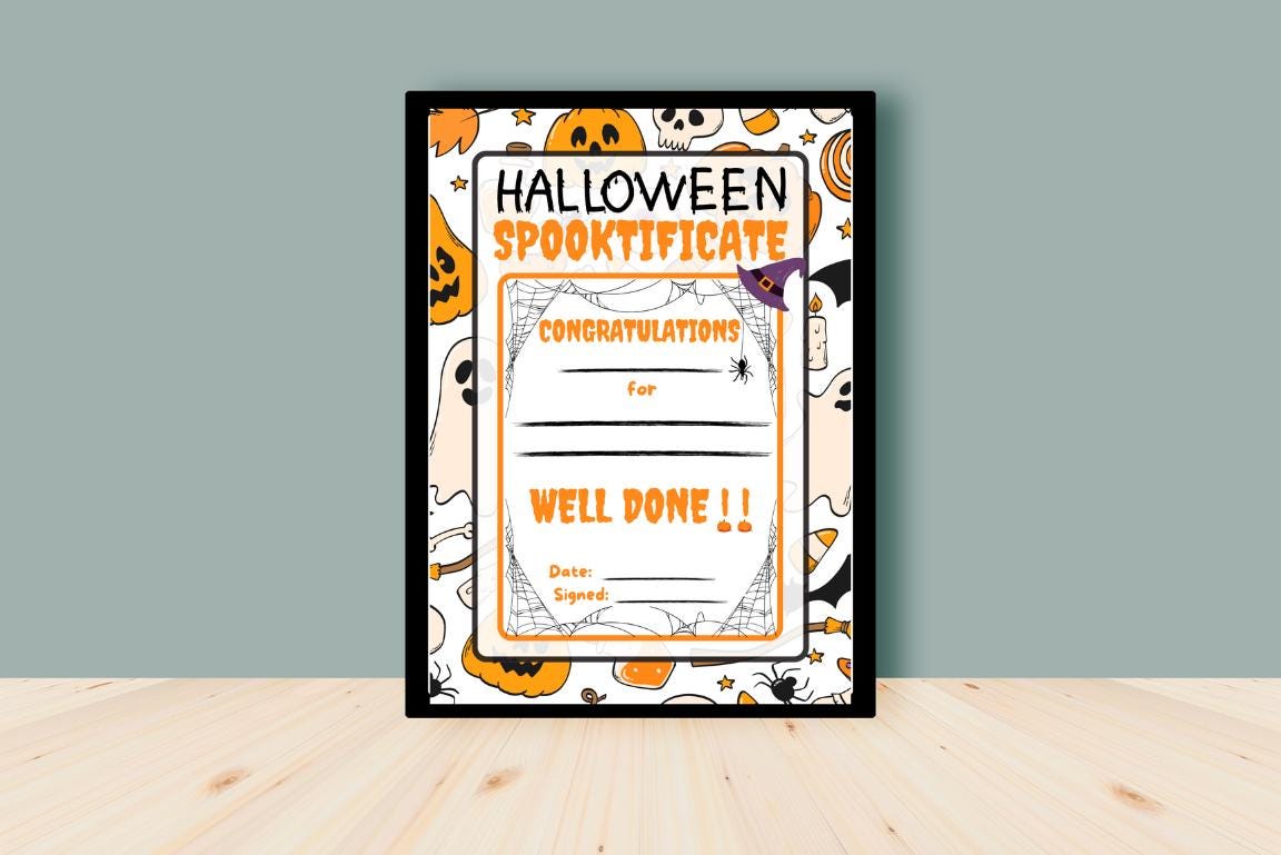 Printable Halloween Certificate With Landscape and Portrait Versions ...