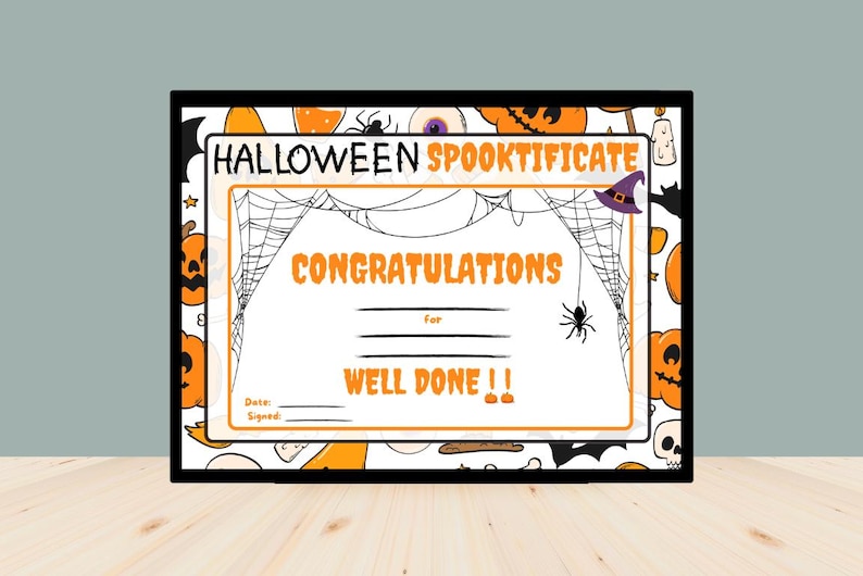 Printable Halloween Certificate With Landscape and Portrait Versions ...