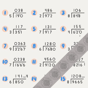 Printable Short Division Worksheet With Worked Example - Etsy