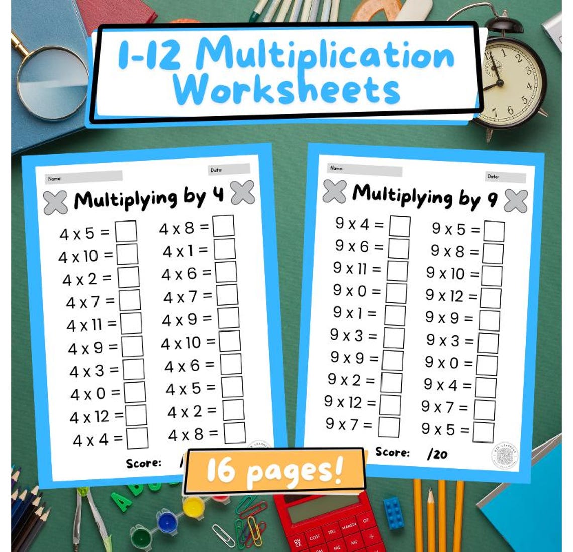 Printable 1-12 Multiplication Worksheets With Multiplication Table and ...