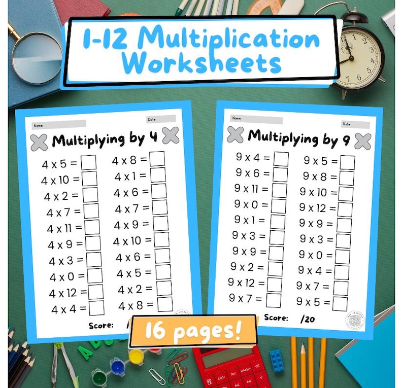 Printable 1-12 Multiplication Worksheets With Multiplication Table and ...