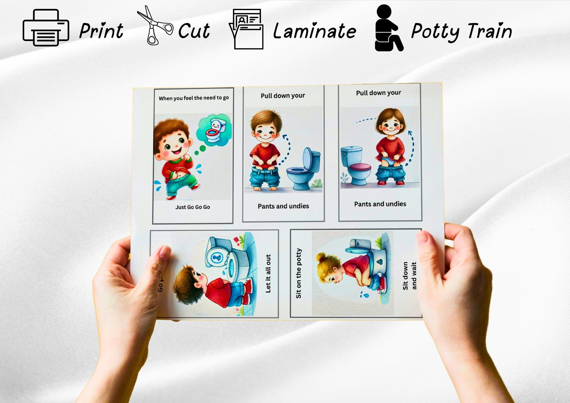 Potty Training Flashcards & Chart for Toddlers Preschoolers Fun ...