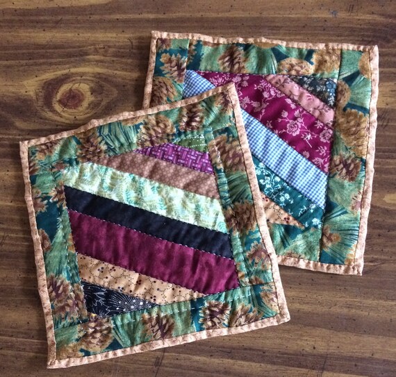 Patchwork Mug Rug Handquilted Country Style - Etsy