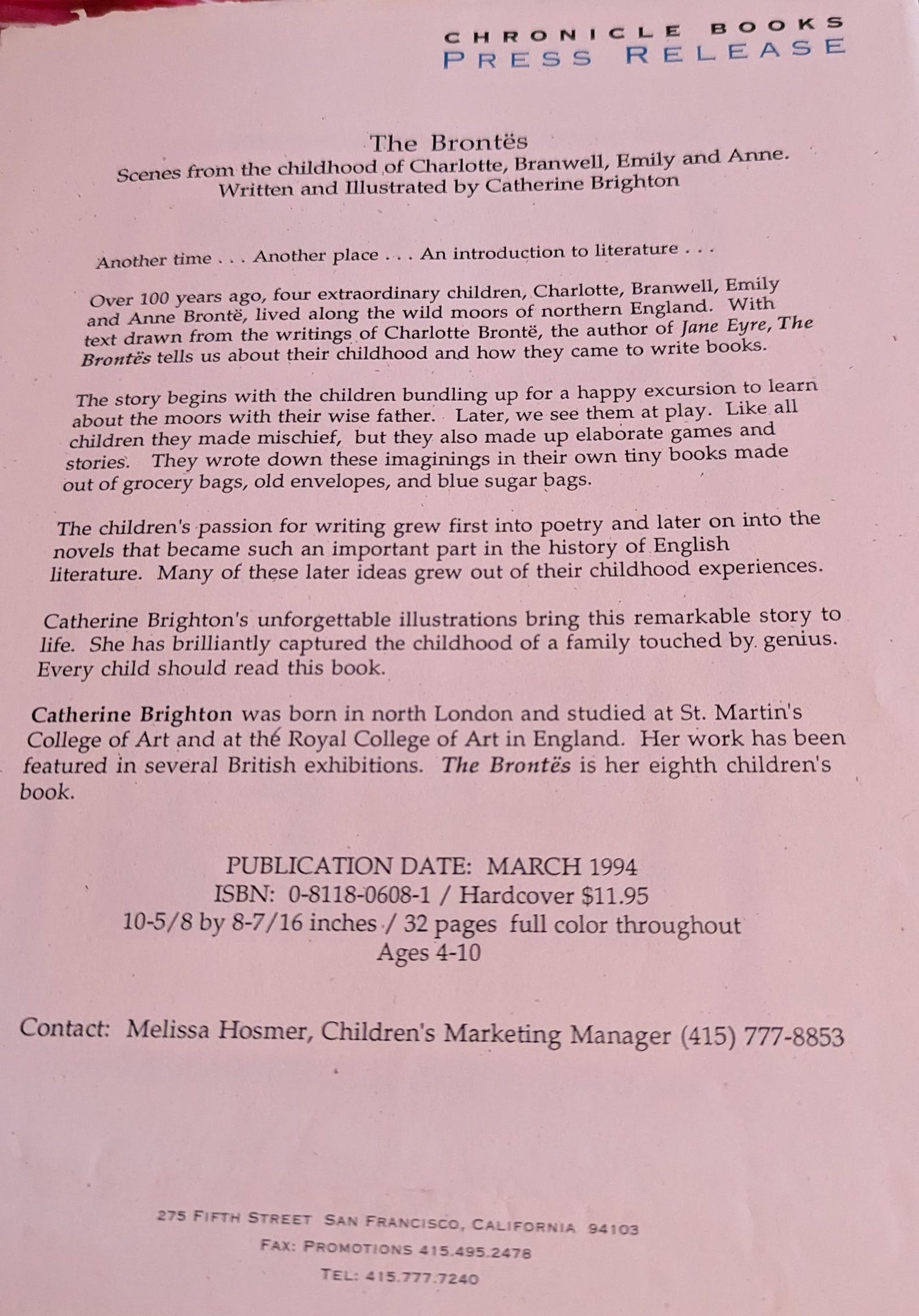 The Brontes - Scenes From the Childhood of Charlotte, Branwell, Emily ...