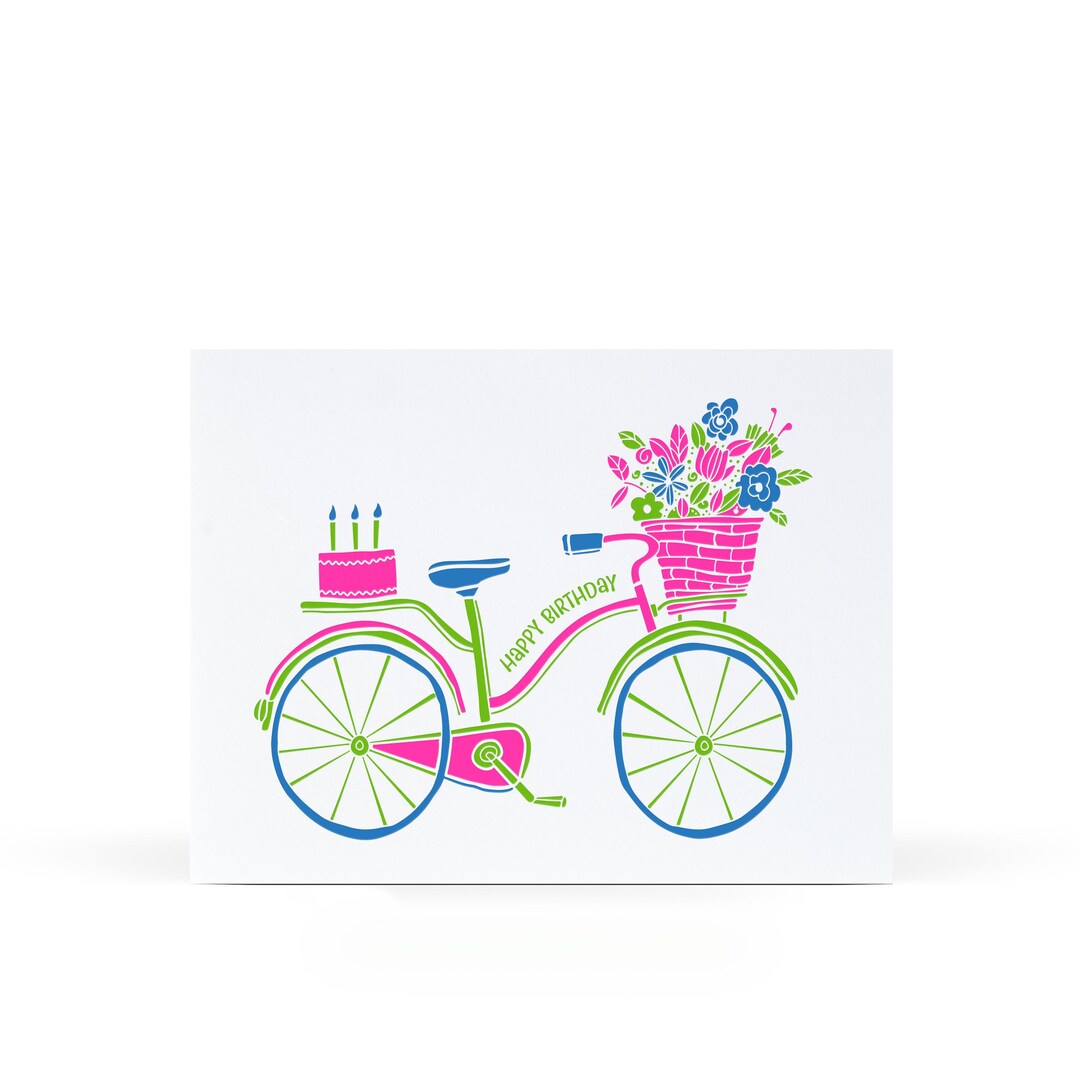 Handmade Birthday Bike Note Card: Letterpress Printed - Etsy