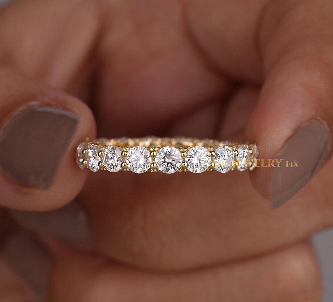 Lab Diamond Wedding Band 3.50 MM Round Brilliant Cut Lab Grown Diamond ...