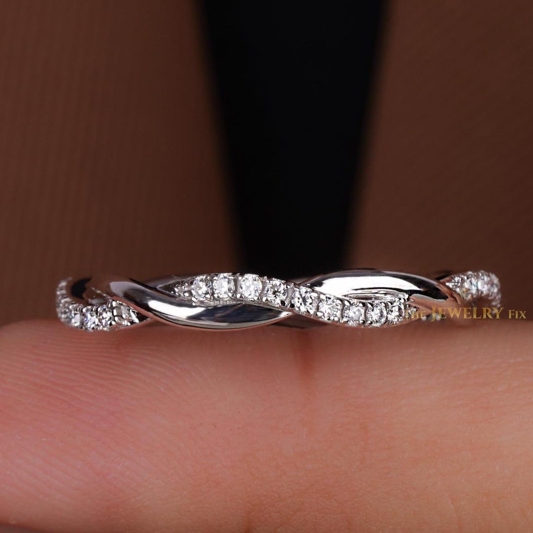 Twisted Wedding Ring, Petite Infinity Twist Diamond Ring, 14K Gold ...