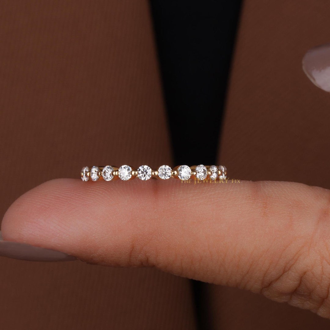 14K Gold Single Prong Floating Diamond Ring, 2mm Shared Prong Lab Grown ...