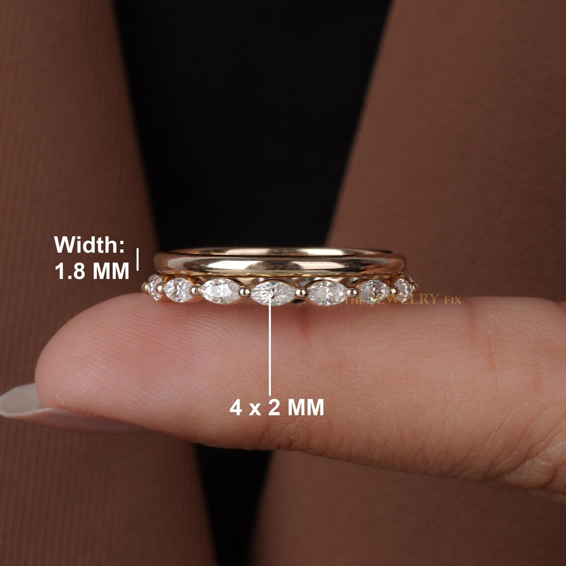 Marquise Diamond Wedding Band Set Floating Bubble Marquise Full ...