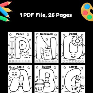 Alphabet Coloring and Tracing Worksheets for Kids, Printable Workbook ...