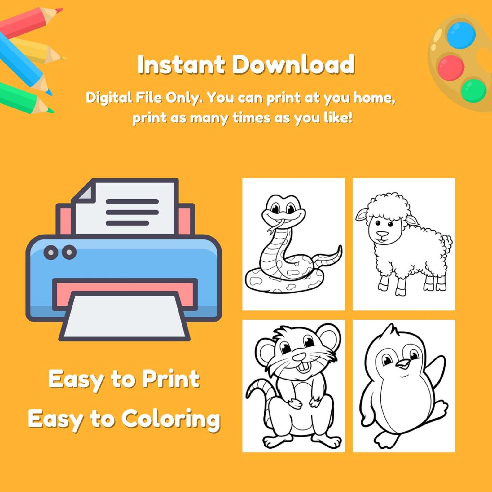 70+ Spring Animal Coloring Pages for Kids | Kawaii Cute Animal Coloring ...