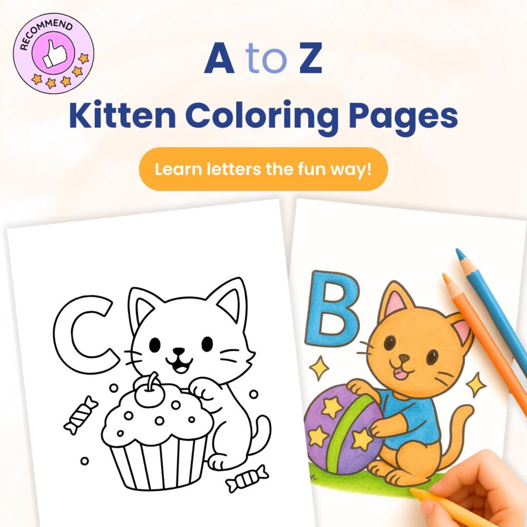 First ABC Kitten Coloring Pages for Kids – A Fun & Educational Way for ...