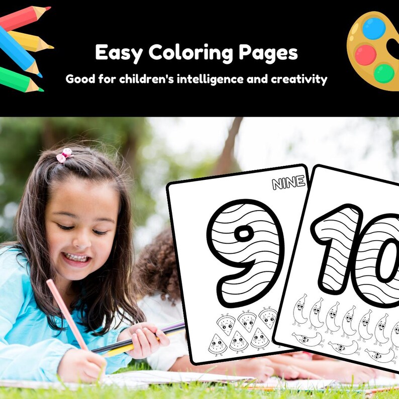 1 - 10 Numbers Printable Coloring Page Worksheets for Kids, Toddlers ...