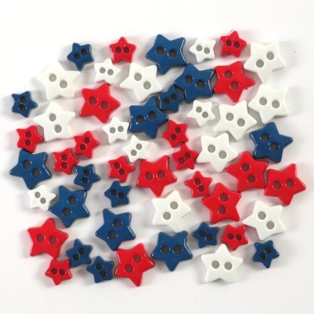 Tiny Star Buttons - Red, White & Blue by Flair Originals - Two 49 Count ...