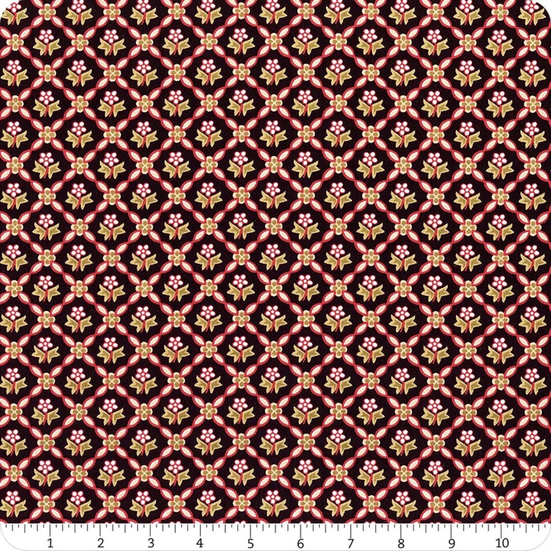 Pathways Floral Lattice on Black Multi by Kaye England for Wilmington ...
