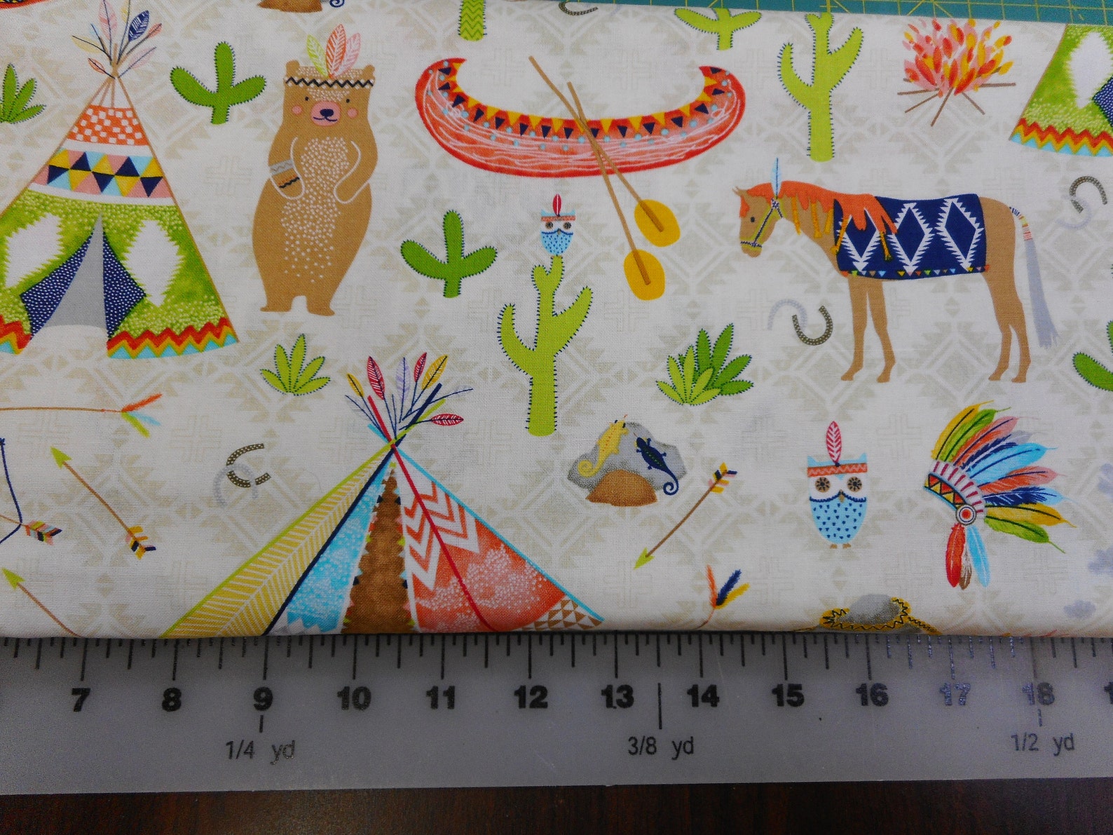 Pow Wow Aztec Design on Tan Fabric by Exclusively Quilters | Etsy