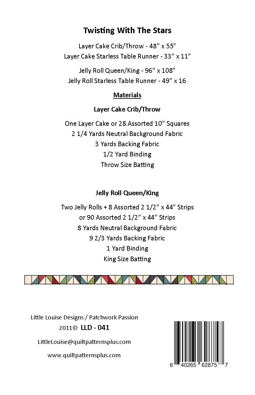 Quilt Pattern - Twisting With the Stars - - Layer Cake or Jelly Roll Hard Copy Version - Etsy