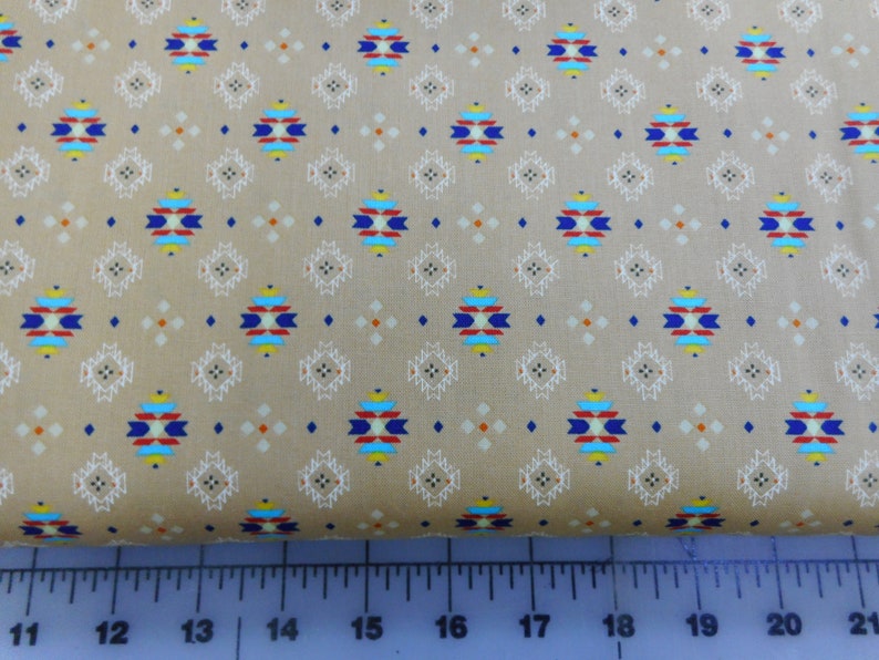 Pow Wow Aztec Design on Tan Fabric by Exclusively Quilters | Etsy