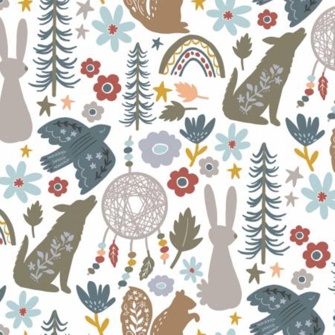 Multi - Wild Animal Pack on White - by Springs Creative- 78414A620715 ...