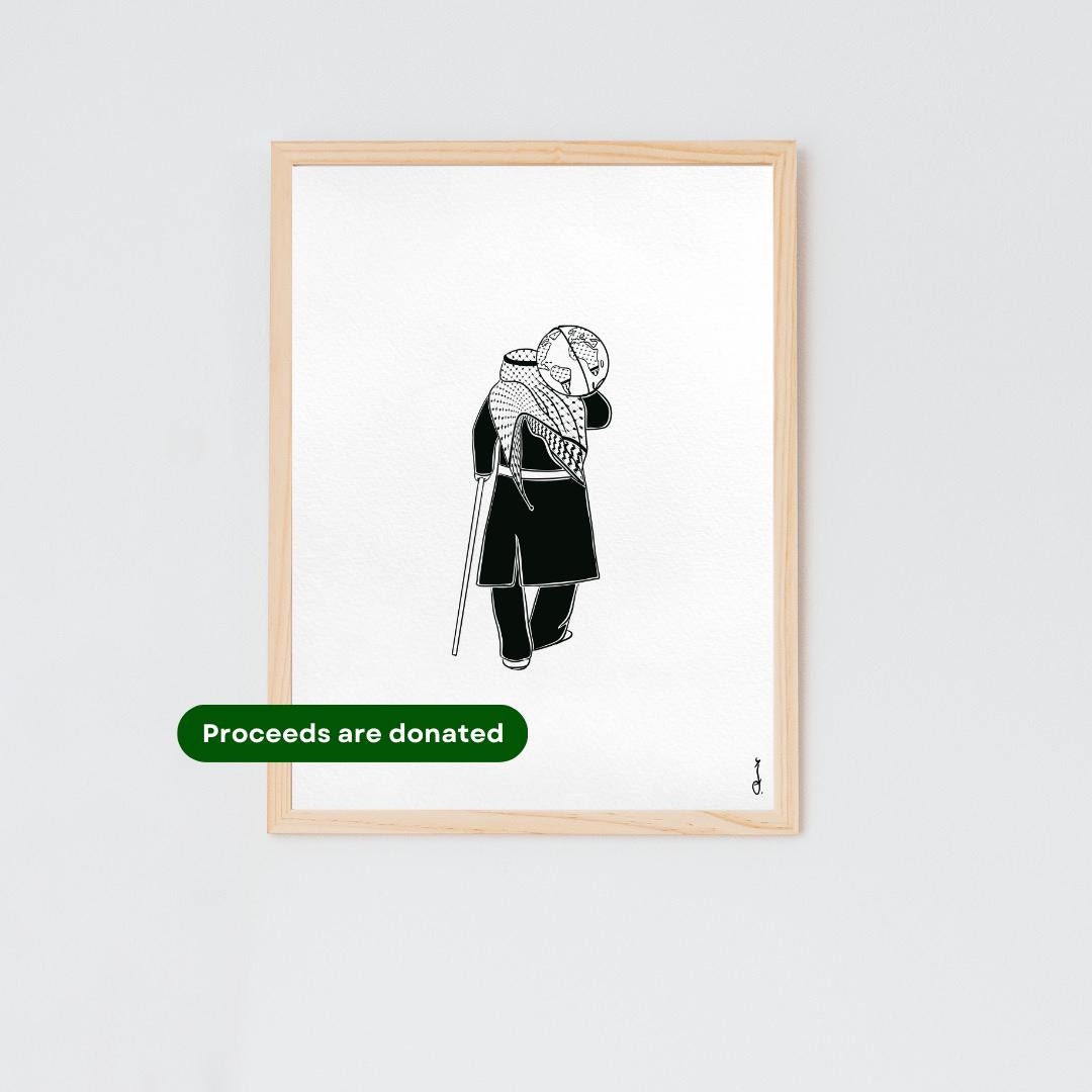 Palestinian Refugee Art Print | Displacement and Exile Illustration ...
