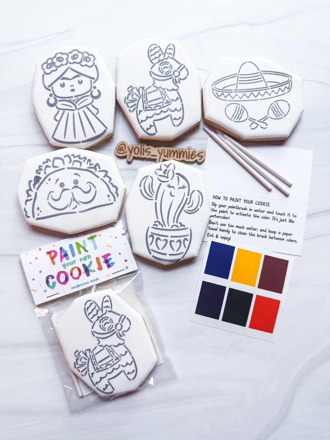 Fiesta PYO Cookies, Paint Your Own Cookies, PYO Cinco De Mayo Cookies ...