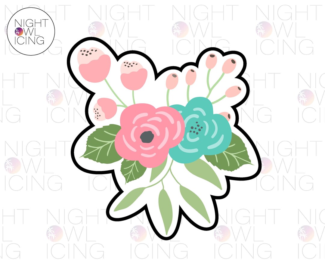 Hannah Floral Cookie Cutter, Floral Wedding Cookie, Mother Day, Fancy ...
