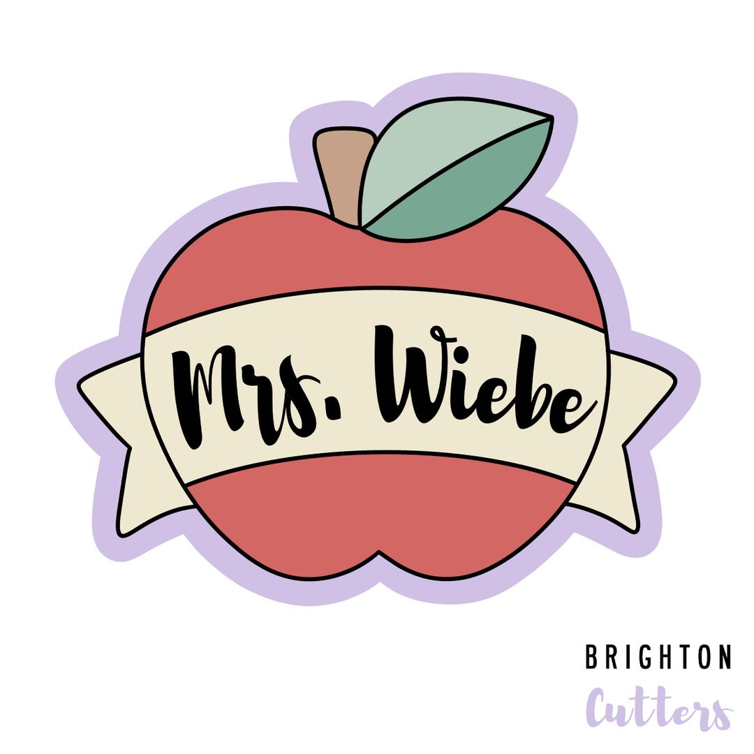 Apple Plaque 1 Cookie Cutter, Personalized Apple Name Tag Cookie, Back ...
